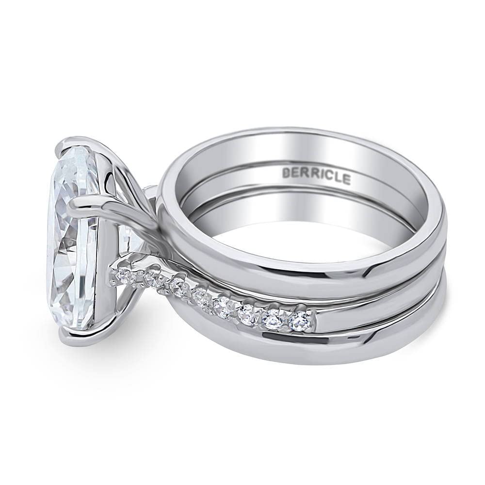 BERRICLE Sterling Silver Solitaire Wedding Engagement Rings 5.5 Carat Oval Cut Cubic Zirconia CZ Ring Set for Women, Rhodium Plated Size 6.5
