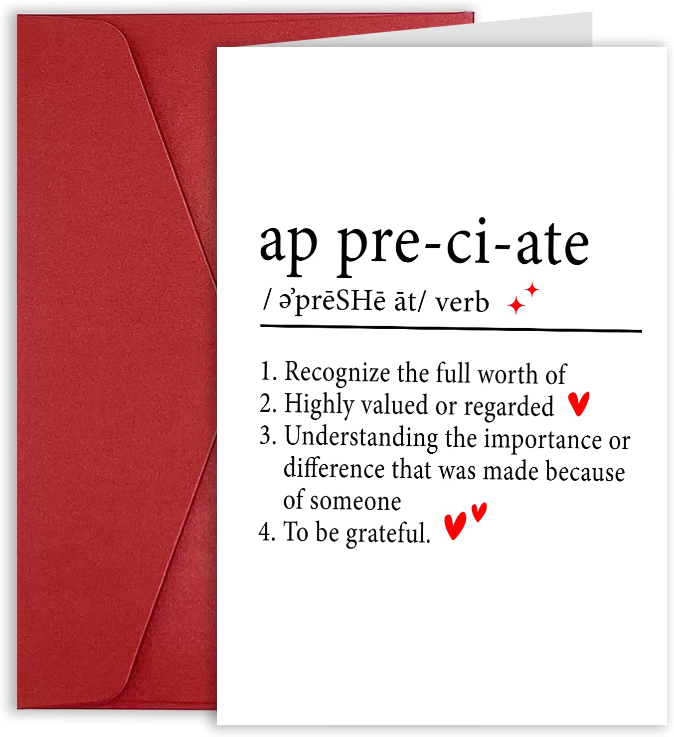 ONECHI Cute Appreciate Definition Card, Funny Thank You Card for Him Her, Lovely Thankful Greeting Card for Teacher Boss
