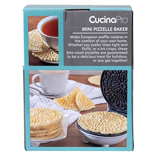 Mini Electric Pizzelle Maker - Makes One Personal Tiny Sized 4" Traditional Italian Cookie in Minutes- Nonstick, Easy to Use Press - Recipes Included- Must Have Dessert Treat for Summer Baking or Gift