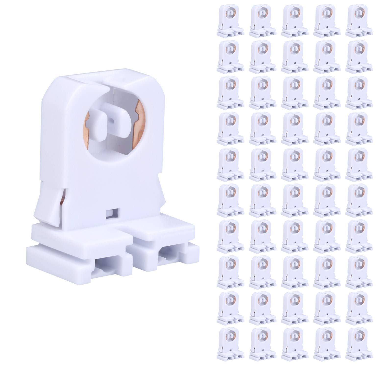 G13 T8 Bi-pin Socket Tombstone Lamp Holder Non-shunted Turn Type JOMITOP for LED Fluorescent Tube Replacement(NO Wire) 50 Pack