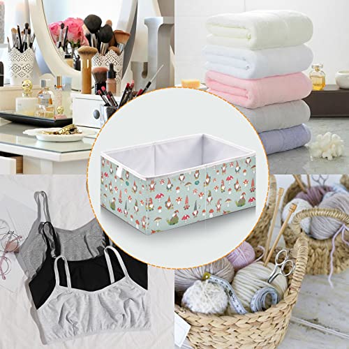Wudan Fairytale Gnome Dwarf Elf Doodle Storage Basket Bin Foldable Storage Box Hamper Dog Toy Bin for Pillows Nursery Home Closet Organizing Deco