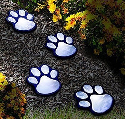 Solar Paw Print Lights (Set of 4), Warm White(3000-4500k) (Warm White)