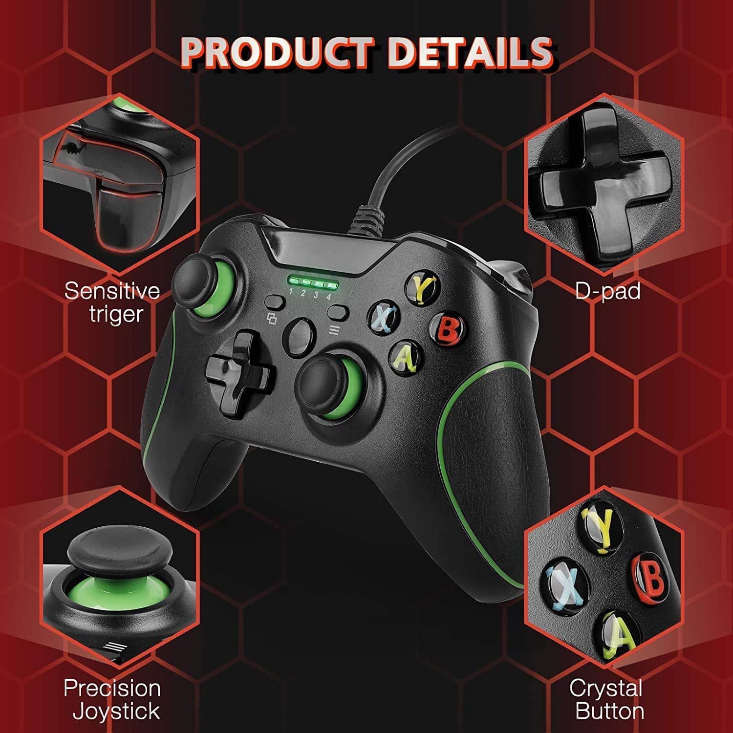 Byforphye Wired Controller for Xbox one, USB Wired Game Controllers Gamepad with Dual Vibration and Headset Jack Compatible for Xbox One/Xbox One S/Xbox One X/PC Windows 7/8/10(Provide Headset)