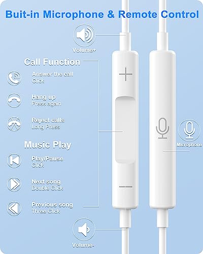 Earbuds Wired for iPhone Lightning Earphones Corded Headphones with Microphone Controller [MFi Certified] No Bluetooth Compatible with iPhone 14/13/12/11 Pro Max/XR/X/SE/8P/8/7P/7-All iOS System