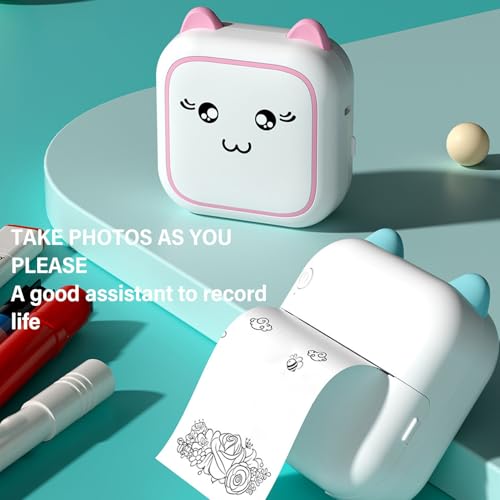 ELINP Bluetooth Mini Pocket Printer, Portable Thermal Printer with Printing Paper for Notes, Journal, Memo, Pictures, Photos, Journals, DIY,Study (Roseate)