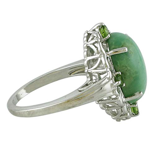 Carillon Chrysoprase Oval Shape Natural Non-Treated Gemstone 925 Sterling Silver Ring Engagement Jewelry for Women & Men