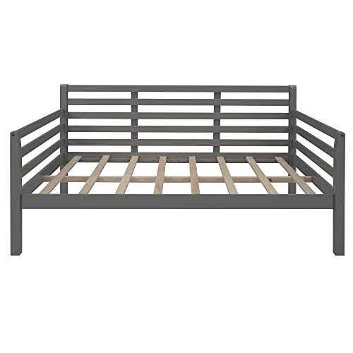 Harper & Bright Designs Full Size Daybed Frame, Wooden Full Day Bed with Wood Slat Support, Full Bed Frame, Full Size Sofa Bed for Bedroom, Living Room, No Box Spring Needed, (Full Size, Gray)