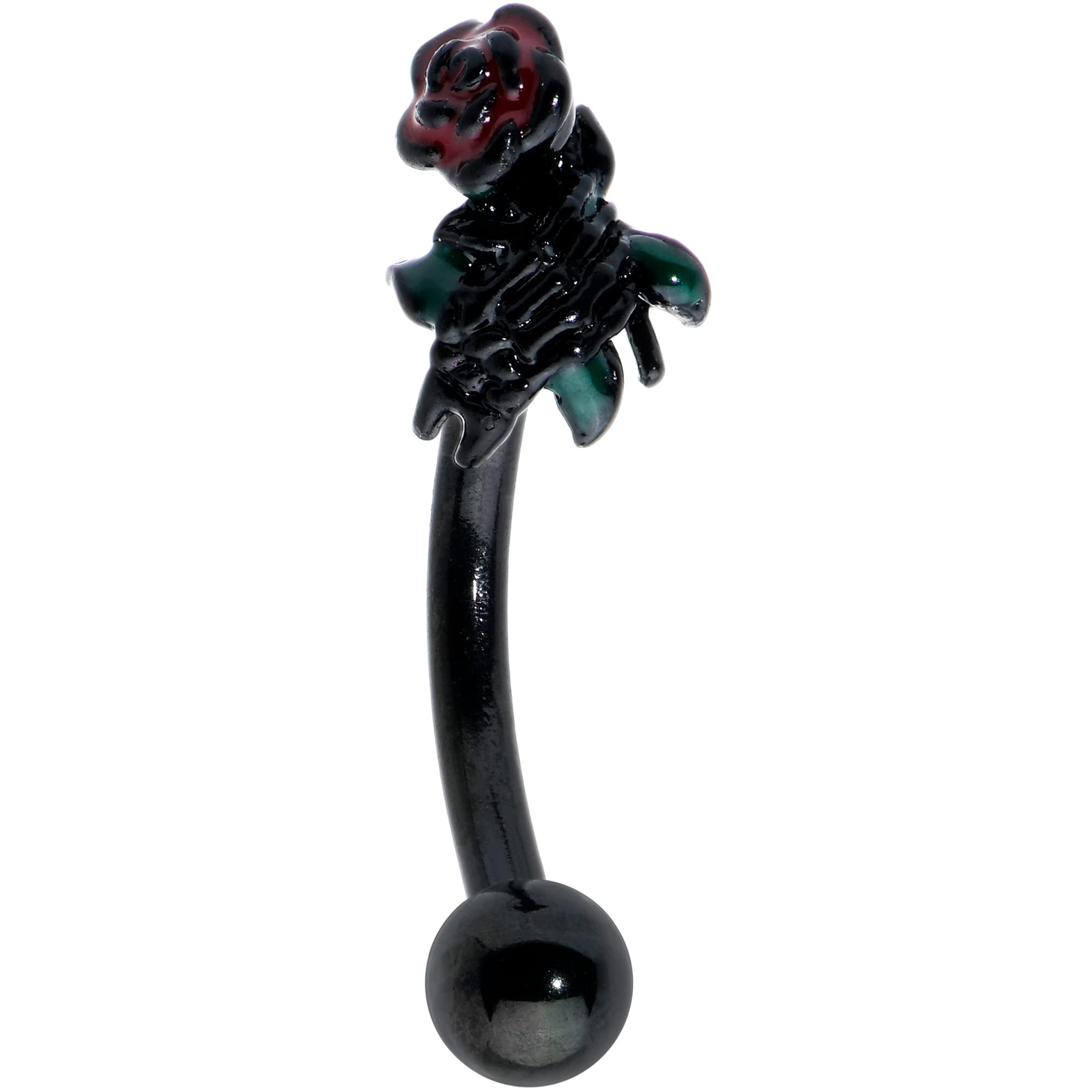 Body Candy 16G Black PVD Steel Eyebrow Cartilage Tragus Daith Conch Rook Skeleton Flower Eyebrow Ring 5/16”