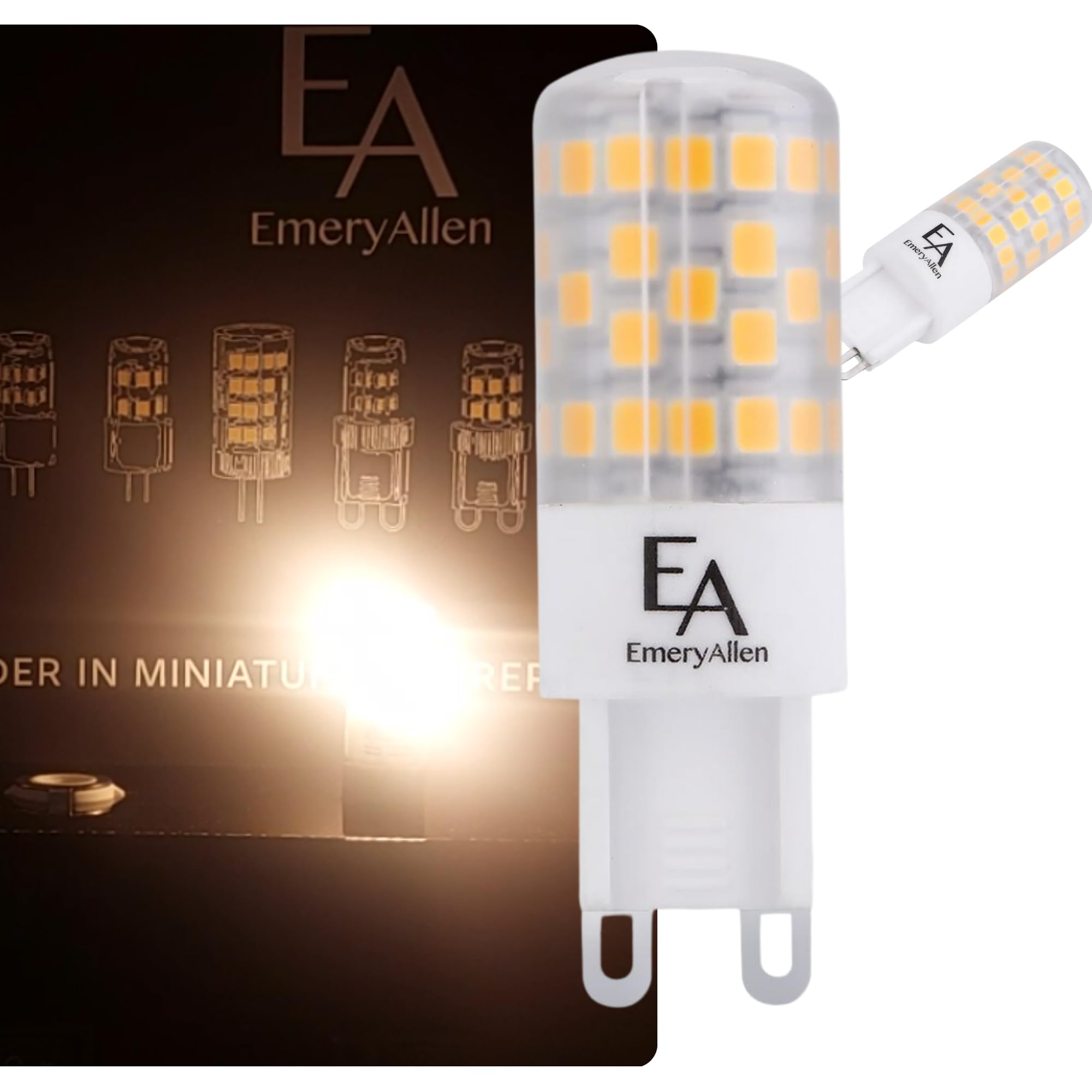 EmeryAllen EA-G9-4.5W-001-309F-D Dimmable Miniature Bi-Pin Base JA8 Compliant LED Light Bulb, 120V-4.5Watt (50W Equivalent) 450 Lumens, 3000K, 1 Pcs, White