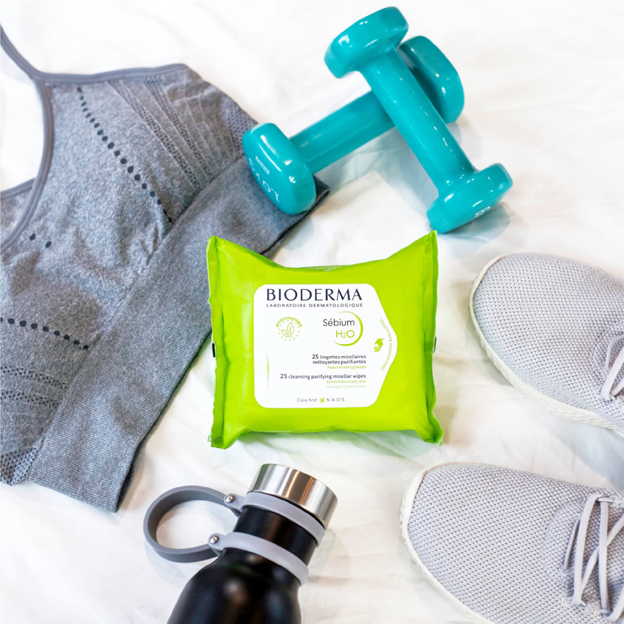 Bioderma - Sébium H2O - Biodegradables Wipes - Cleansing and Make-Up Removing - for Combination to Oily Skin - 25 Wipes