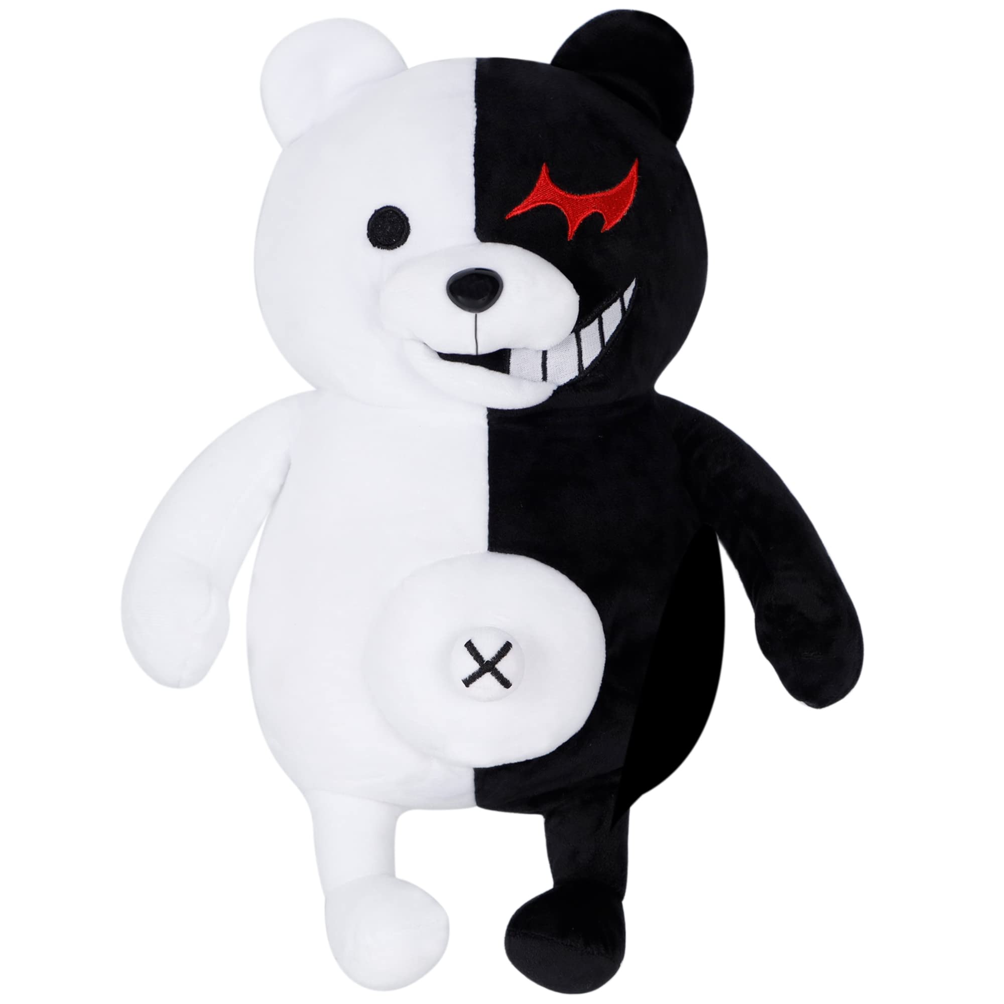 Cllayees Black White Bear, 40cm Monokuma Bear Plush Doll, Stuffed Bear Pillow Toy for Boys Girls Birthday Party Home Decor