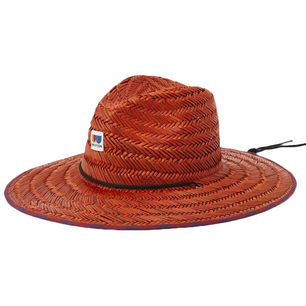 Brixton Wesley Straw Packable Fedora, Dark Brown, XL