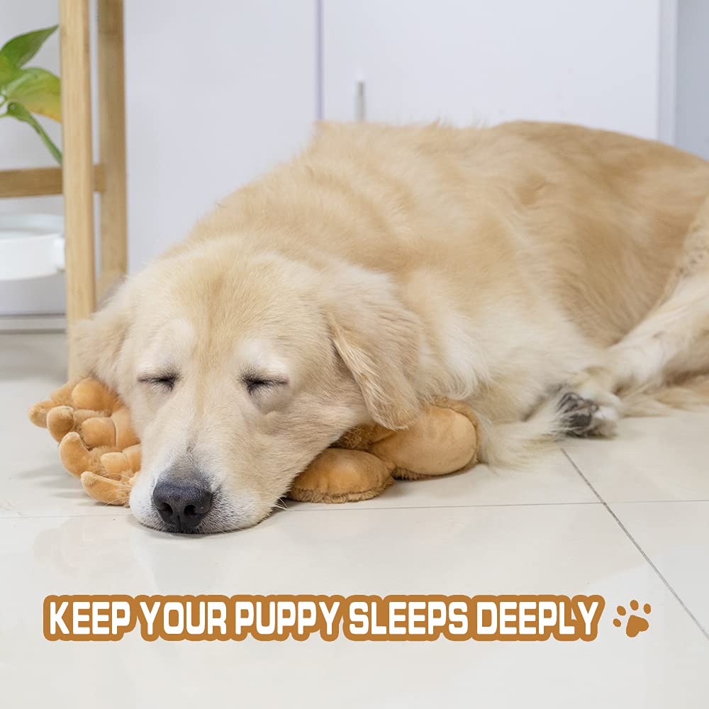 BZONZOON Plush Dog Toy Squeaky Durable, Soft, Interactive Squeaky Plush Toy with Reinforced Seams | Brown Bear's Paw
