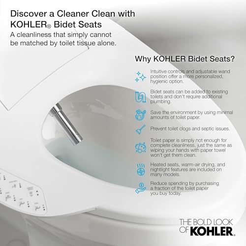 Elongated Bidet Toilet Seat Heated for Existing Toilets Nightlight Self-Cleaning Nozzle White Plastic