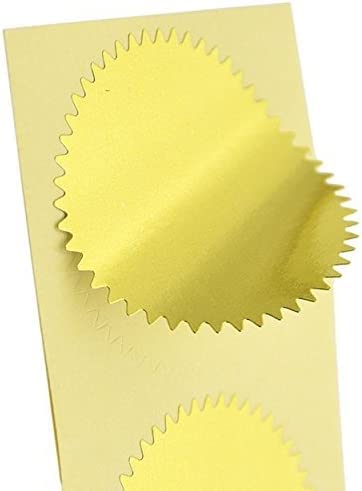 MDLG 500 Pack Embossing Stickers Blank Metallic Gold Certificate Seals Embossed Foil Stickers Scallop Edge Stickers Embosser Stamp Sealing Blank Certificate Round Self-Adhesive Stickers Notary Seals(Gold) (500)