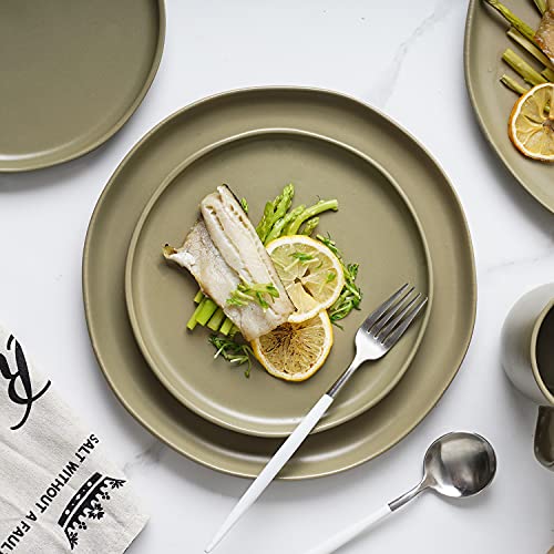 Stone Lain Tom Stoneware Reactive Glaze Dinnerware Set, 16-Piece Service for 4, Olive