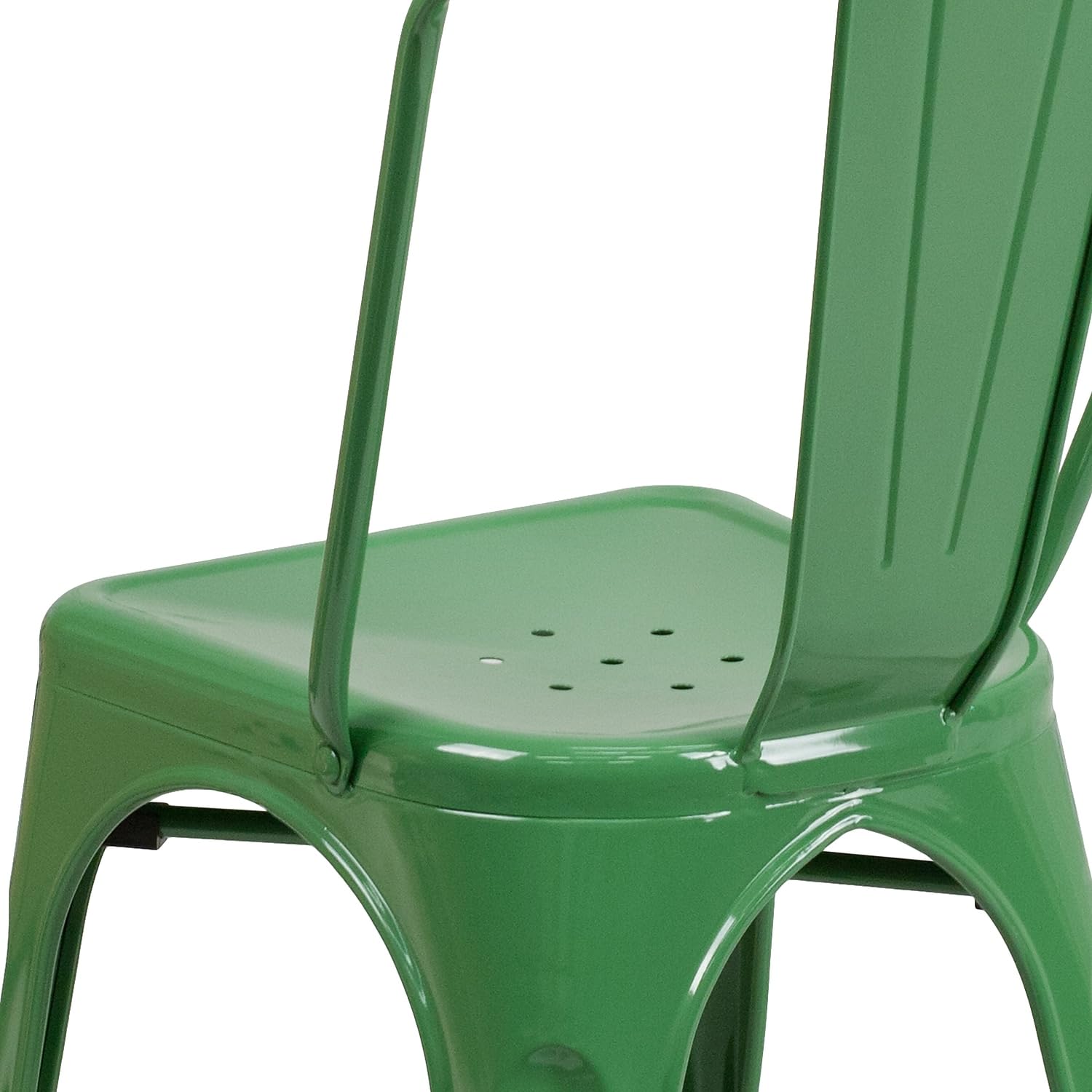 Flash Furniture Luke Commercial Grade 4 Pack Green Metal Indoor-Outdoor Stackable Chair