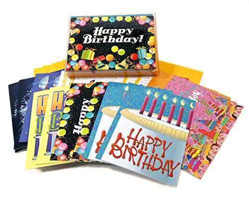 Stonehouse Collection 24 Pack Birthday Card Assortment of 5x7 Cards - Boxed Set of 24 Cards & Envelopes - Blank Birthday Cards - Great For Office Birthdays -USA Made