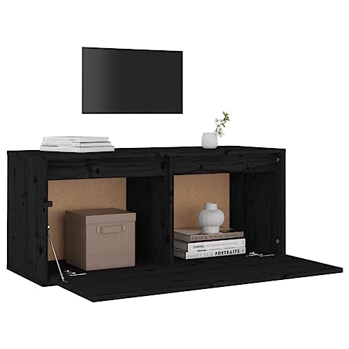 DYRJDJWIDHW Wall Cabinet Bookshelf for Bedroom,Shelves,Wood Bookcase,Suitable for Bedroom, Office, Living Room, Study,Black 31.5"x11.8"x13.8" Solid Wood Pine