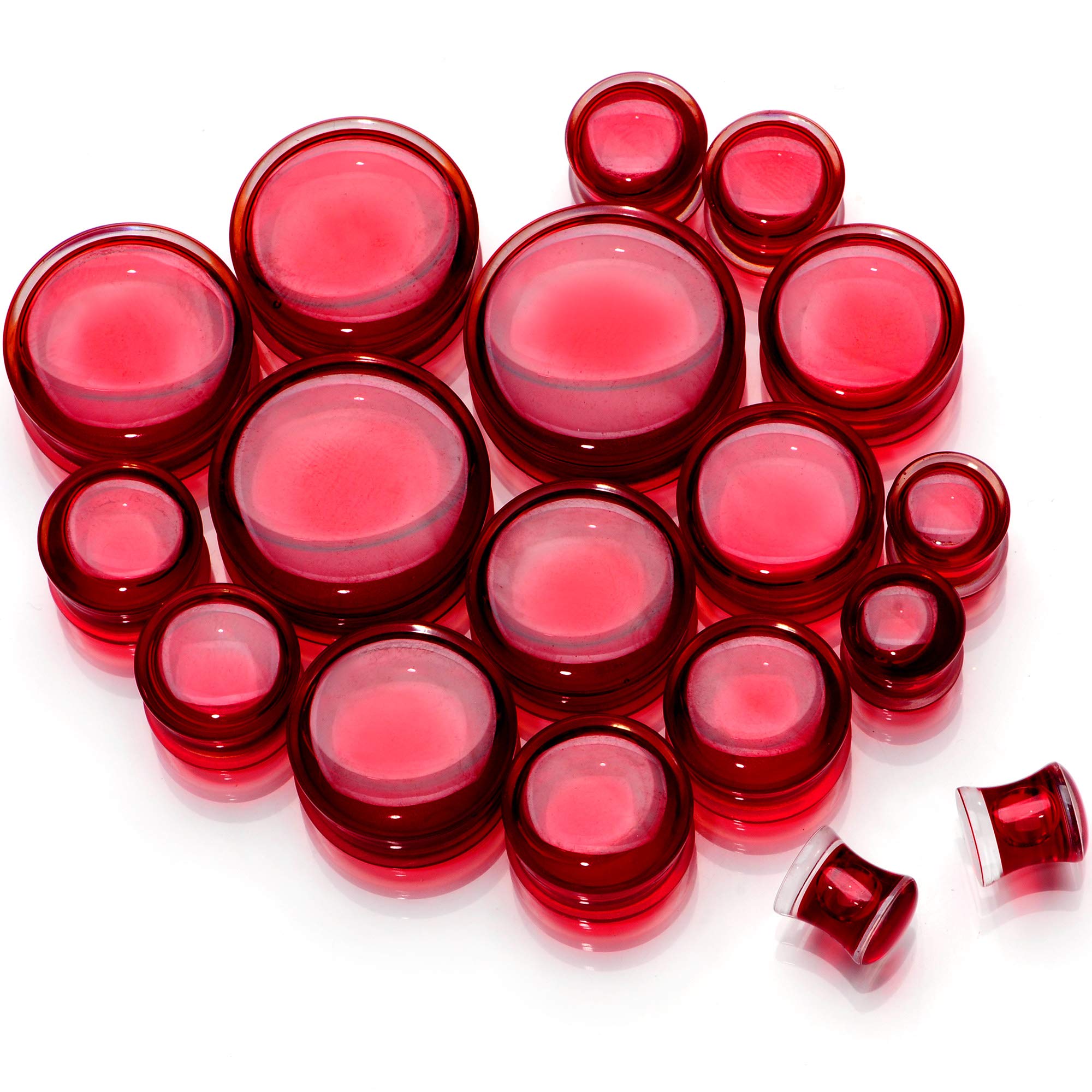 Body Candy 7/8" 2PC Clear Acrylic Red Fake Blood Saddle Plugs Double Flare Plug Ear Plug Gauges 22mm
