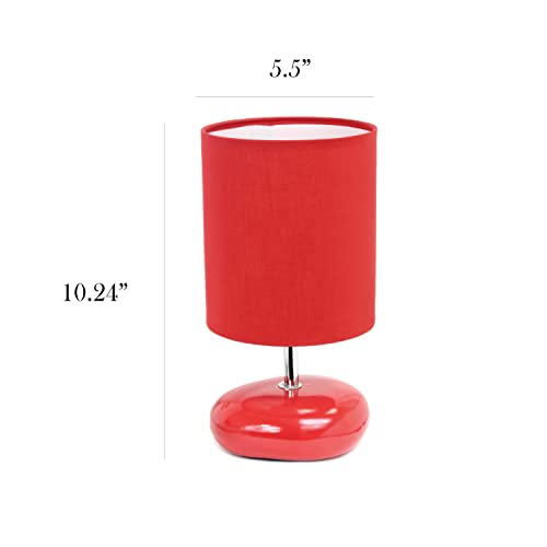 Simple Designs LT2005-RED-2PK Stonies Small Stone Look Lamp 2 Pack Set, Red
