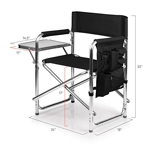 ONIVA - a Picnic Time brand - Sports Chair with Side Table, Beach Chair, Camp Chair for Adults, (Black)
