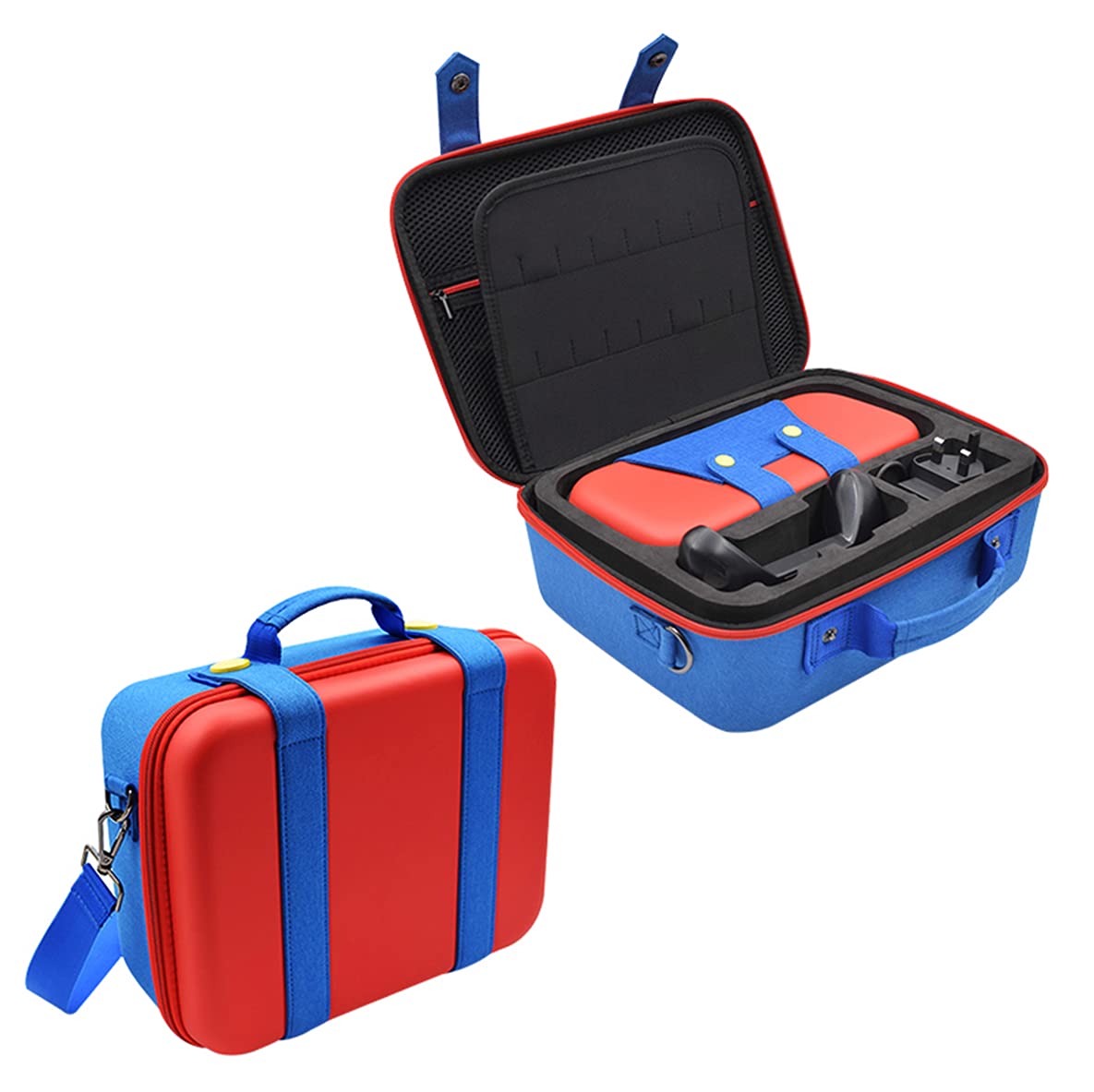Case for Nintendo Switch System Hard Shell Cute Deluxe Bag,Son-mother bag,Host accessories package。Large Storage Bag Soft Lining 26 Games for Console Pro Controller with Shoulder Strap