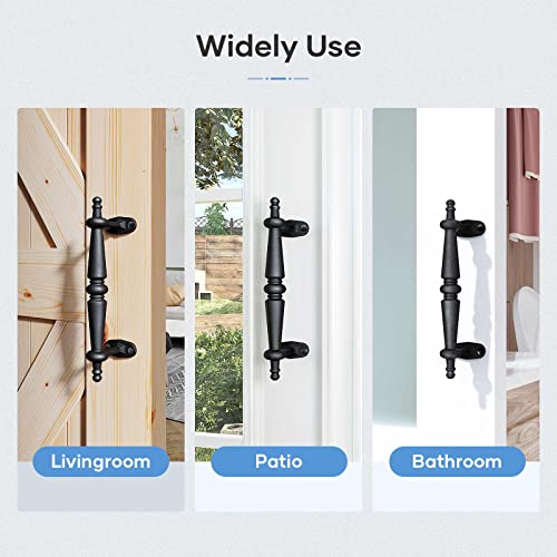 EaseLife 9" Barn Door Pull Handle,Rustic Black Cast Iron Grab,Easy Install