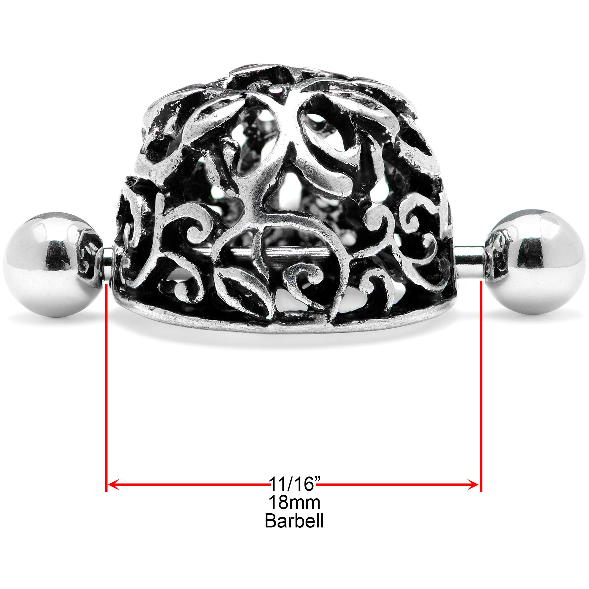 Body Candy Womens 14G Nipplerings Piercing 9/16" Steel Framework Twining Vines 2Pc Nipple Shield Set 14mm