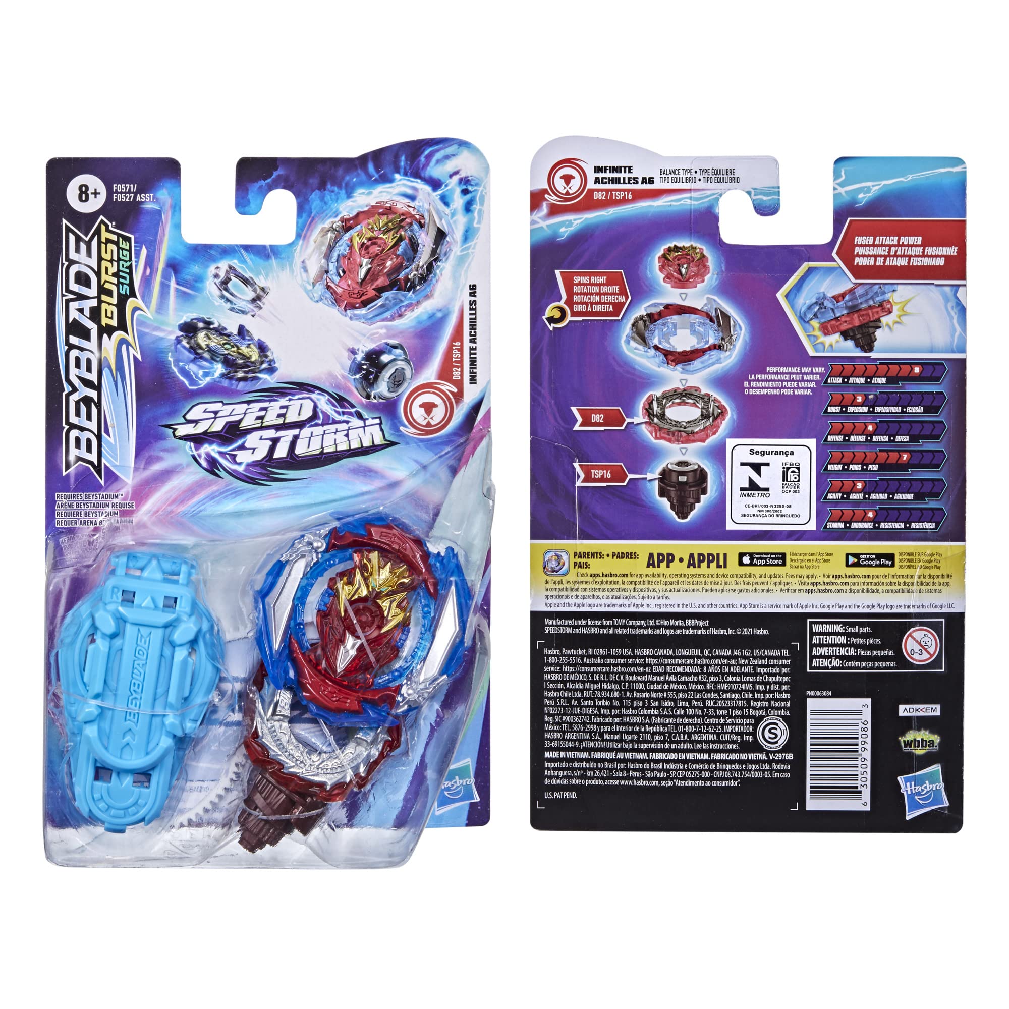 Beyblade Burst Surge Speedstorm Infinite Achilles A6 Spinning Top Starter Pack β Balance Type Battling Game Top with Launcher, Toy for Kids