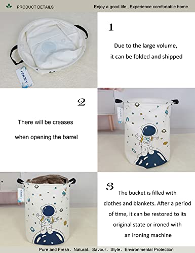 ONOEV Round Fabric Storage Bin,Decorative Basket,Organizer Basket with Handles,for Clothes Storage,books and sundries (Star astronaut), 19.7inch(H) x 15.7inch(D)