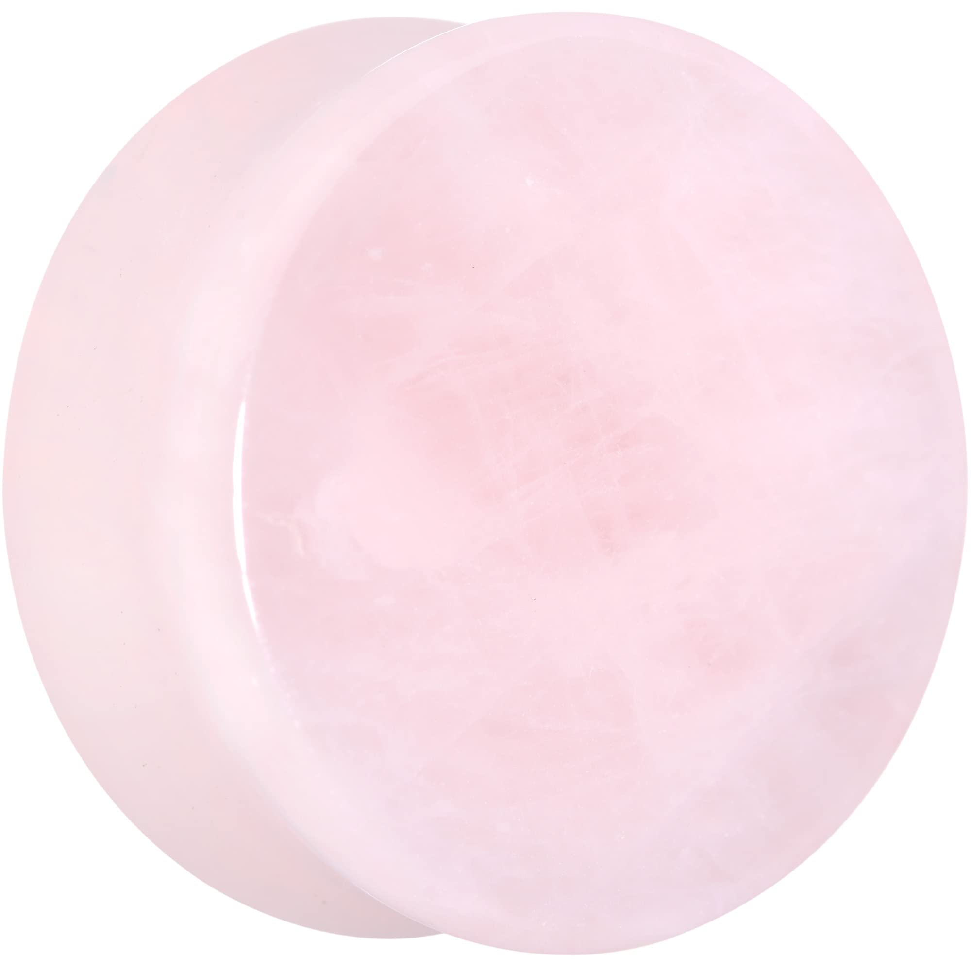 Body Candy 25mm Womens 2Pc Pink Rose Quartz Stone Double Flare Plug Earring Ear Plug Gauges Set of 2