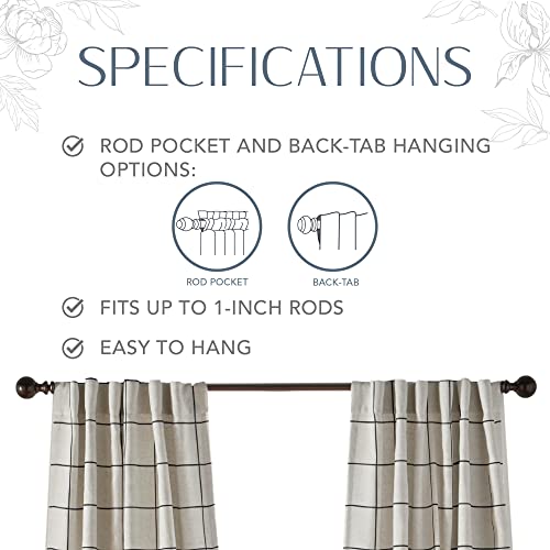 Elrene Home Fashions Brighton Windowpane Plaid Blackout Window Curtain, Living Room and Bedroom Drape with Rod Pocket Tabs, 52" x 95", Black, 1 Panel