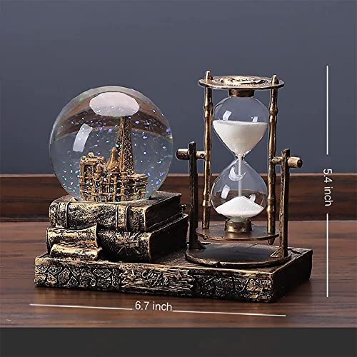 LED Music Crystal Snow Globe Home Decoration for Living Room Bedroom Book Shelf TV Cabinet Desktop Decor Statue Figurine Table Centerpieces Ornaments(A - Brass)