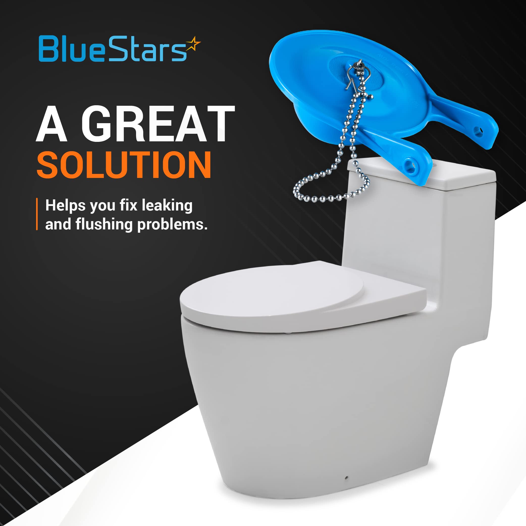 BlueStars Ultra Durable 98923 Lowe's AquaSource Original Flapper Replacement for 1.28 GPF Toilets - Exact Fit For 98923, 312795, 352027, 395280 & 12293 - PACK OF 2