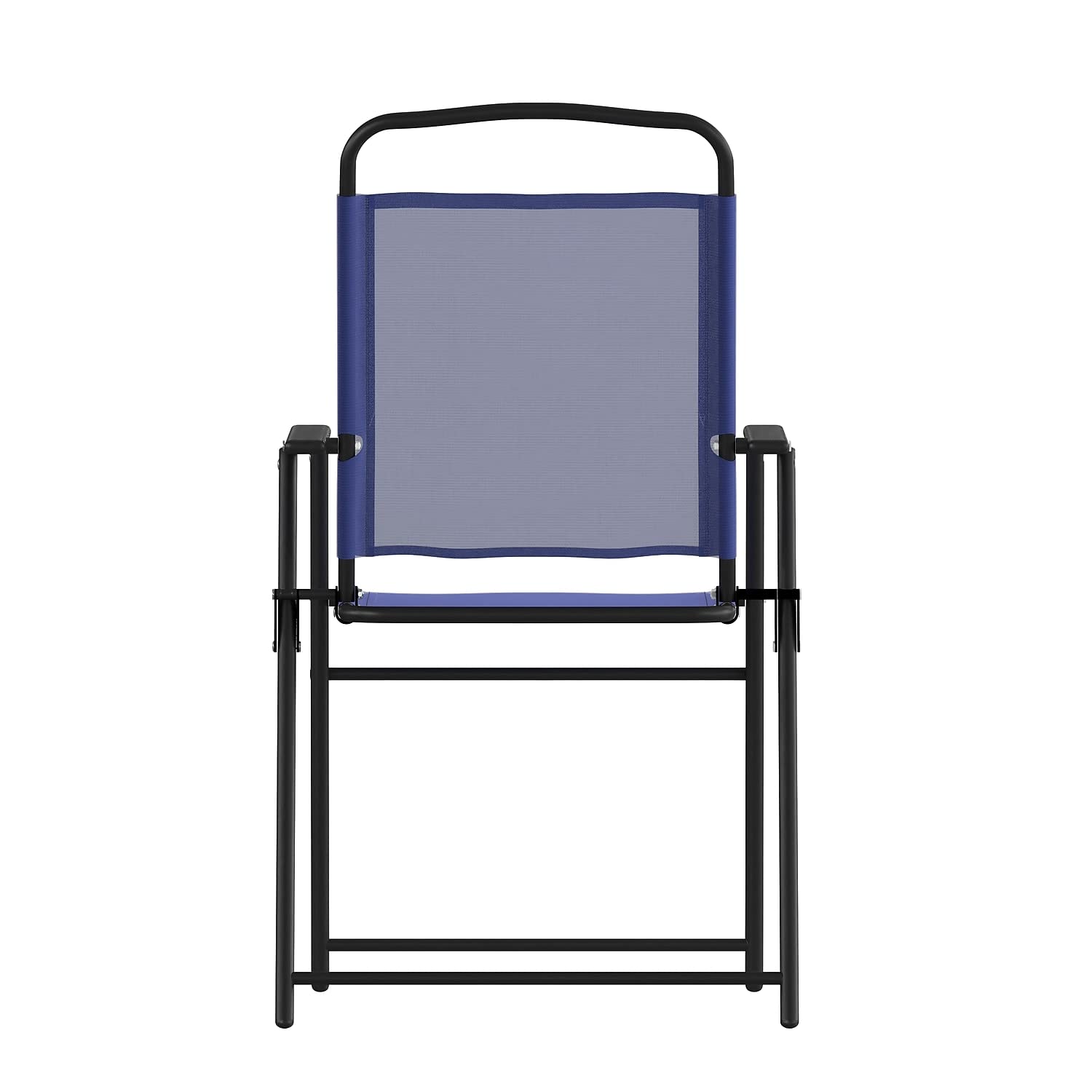 Flash Furniture Mystic Folding Patio Sling Chairs, Outdoor Textilene Lawn Chairs with Armrests, Set of 4, Navy