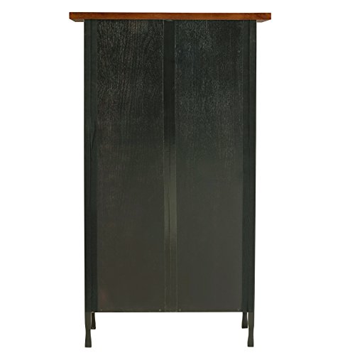 Leick Home 11262 Ironcraft Mantel Height Rustic Bookcase with Drawer Storage, 12" D x 30" W x 50" H, Mission oak/matte black