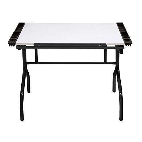 Studio Designs Folding Modern Top Adjustable Drafting Table Craft Table Drawing Desk Hobby Table Writing Desk Studio Desk, 35.25" W x 23.75" D, Black / White