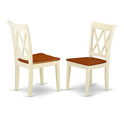 East West Furniture Dover 9 Piece Set Includes a Rectangle Dining Room Table with Butterfly Leaf and 8 Wood Seat Chairs, 42x78 Inch, Buttermilk & Cherry