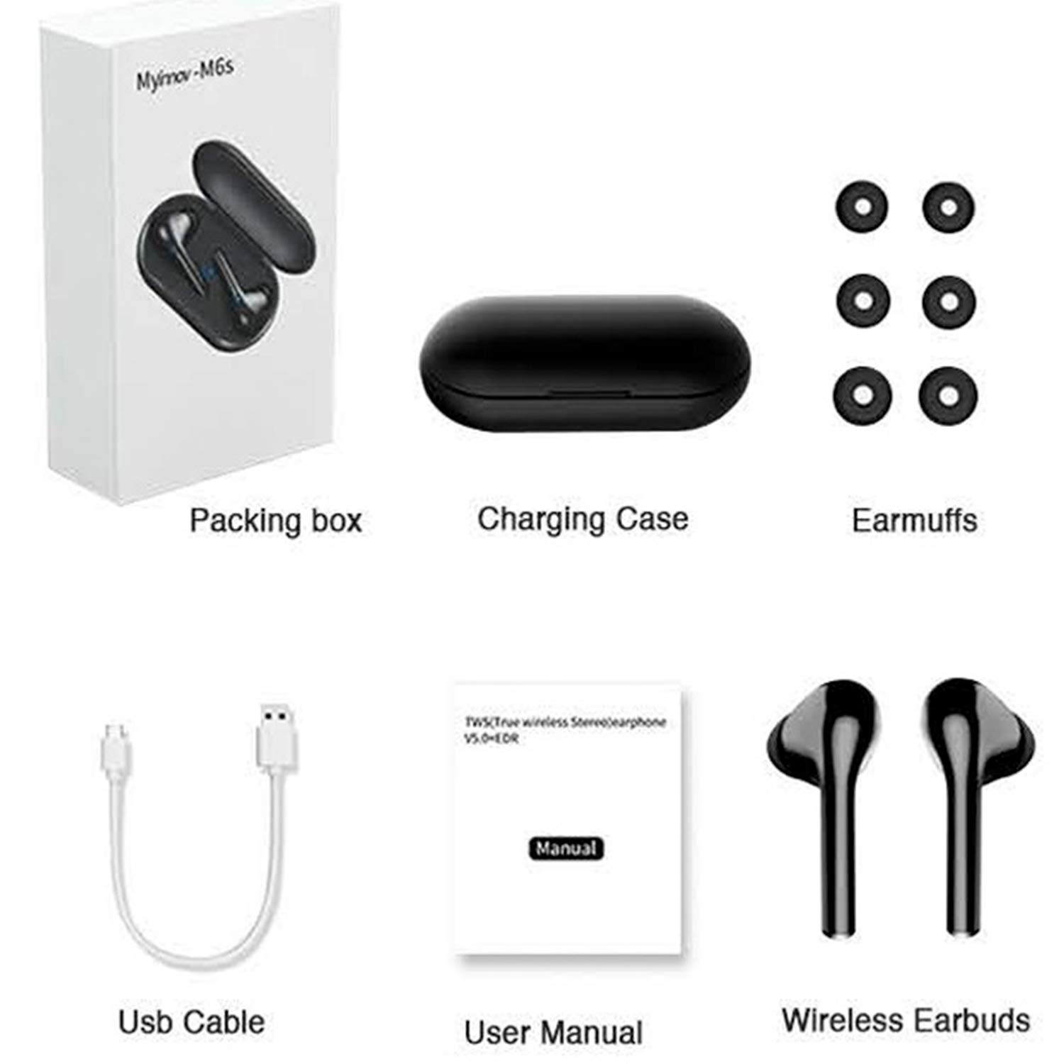 Bluetooth 5.0 Wireless Earbuds,Dualpow True Wireless Headphone HiFi Stereo Sound Mini in-Ear Headset (Touch Control, 20hrs Playtime, Auto Pairing) compatible with iphone, android, smartphones (White)