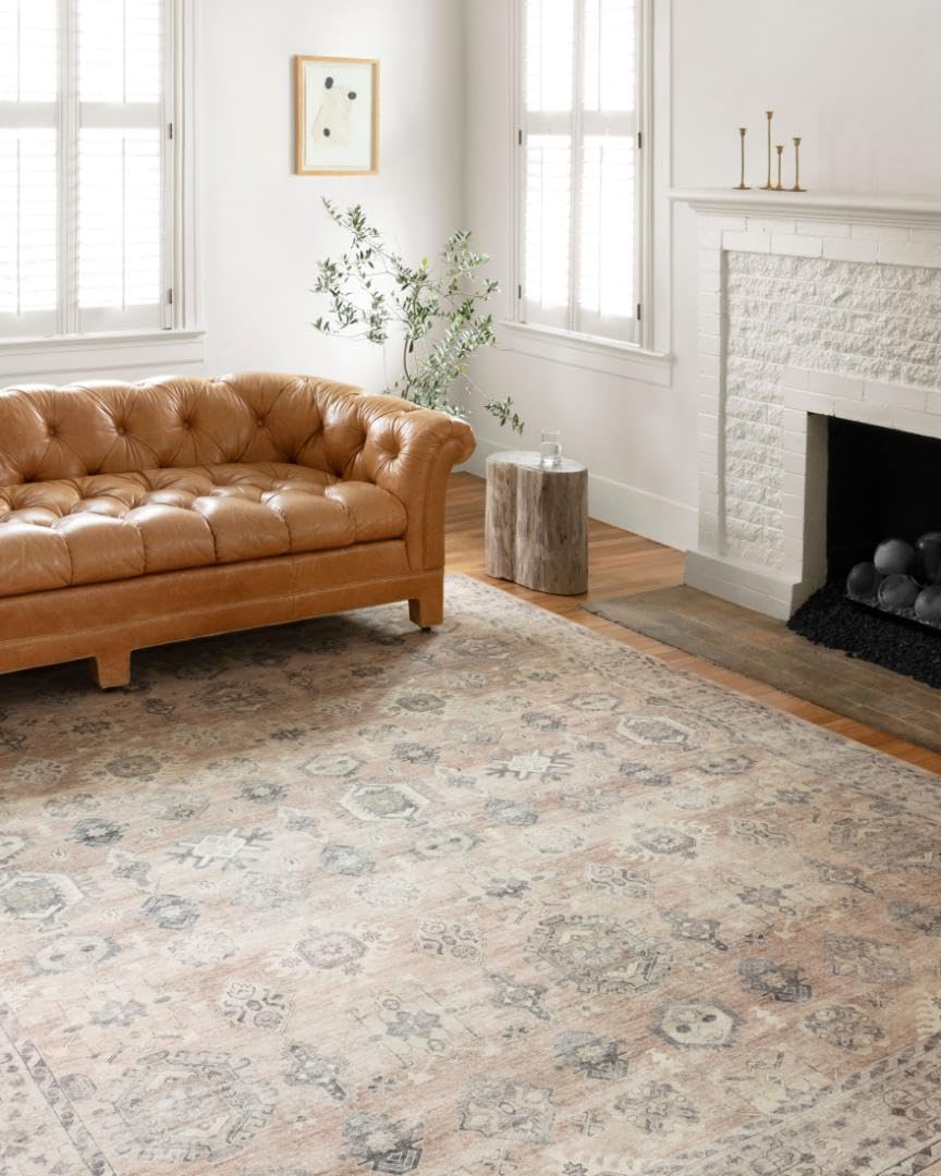 Loloi II Hathaway Collection HTH-03 Java/Multi 2'-0" x 5'-0", .25" Thick, Accent Rug, Soft, Durable, Printed, Modern, Low Pile, Non-Shedding, Easy Clean, Living Room Rug