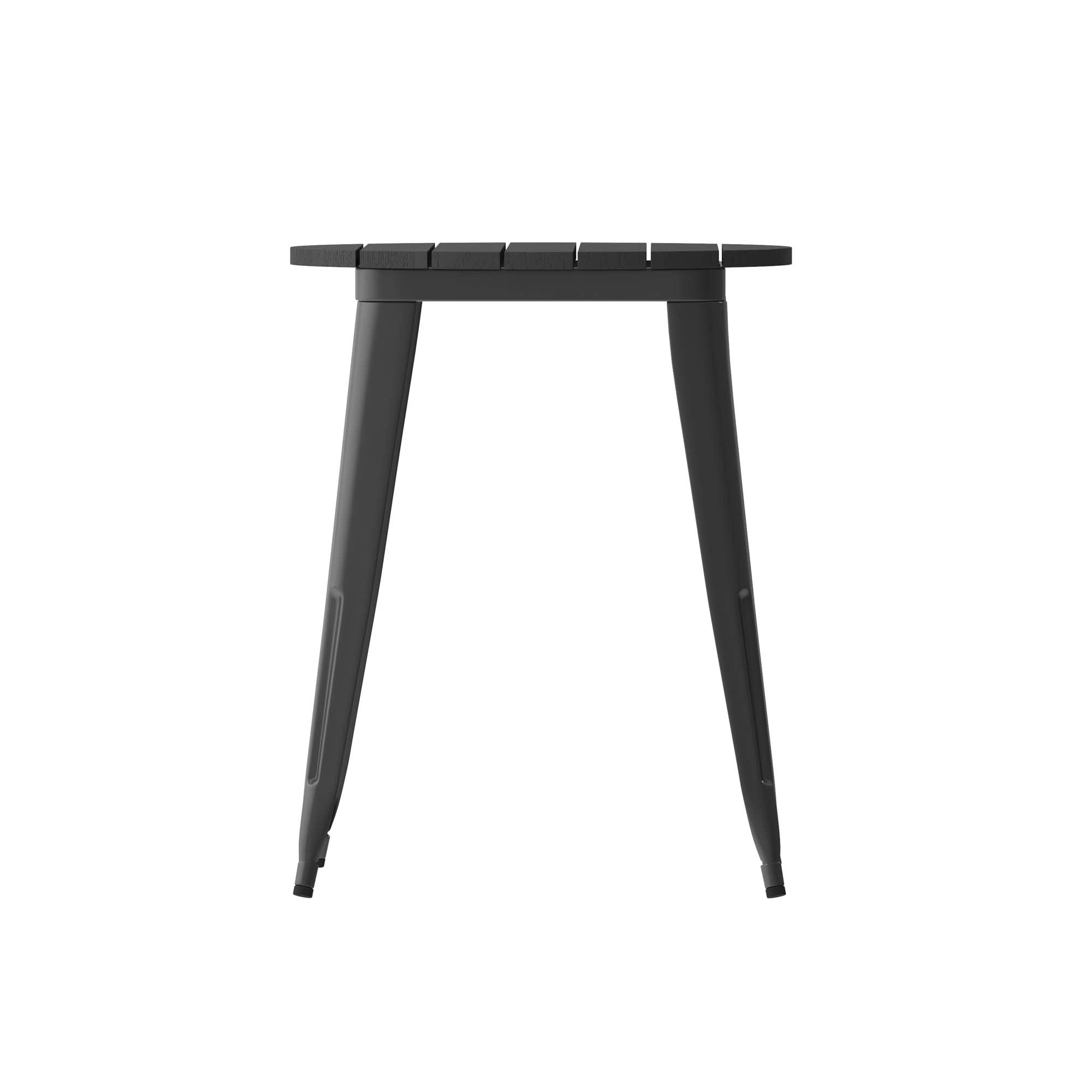 Flash Furniture Declan Commercial Outdoor Dining Table, All Weather Poly Resin Top with Steel Base, 23.75" Round, Black/Black