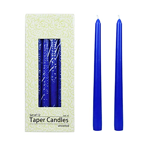 Zest Candle 12-Piece Taper Candles, 10-Inch, Blue