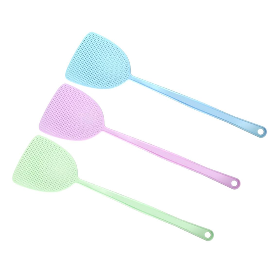 Neroyaner Garden Plastic Fly Swatter Manual Fly Control Swat Strong Heavy Duty Flyswatter with Long Handle 3PCS
