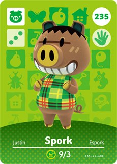 Spork - Nintendo Animal Crossing Happy Home Designer Amiibo Card - 235