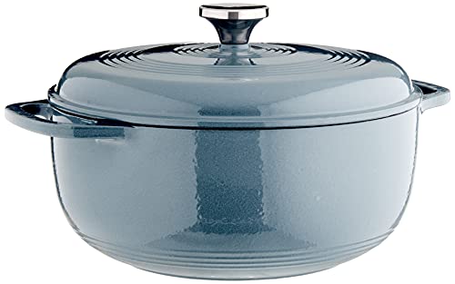 Lodge EC6D34 Enameled Dutch Oven, 6 Qt, Storm Blue & Enameled Cast Iron and Stoneware Care Kit, 12 oz