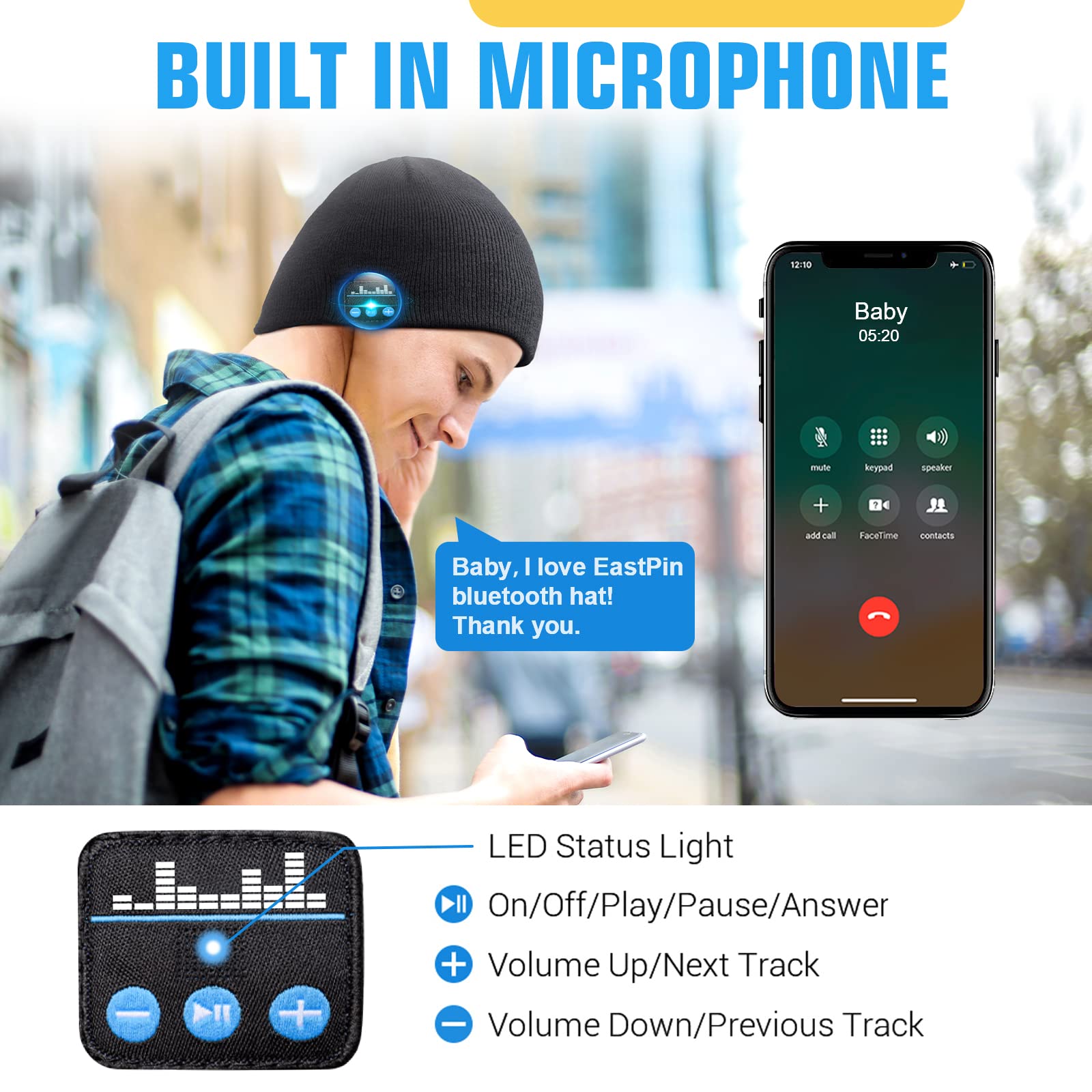 Bluetooth Beanie Hat Mens Gifts - Stocking Stuffers Gifts for Men Women