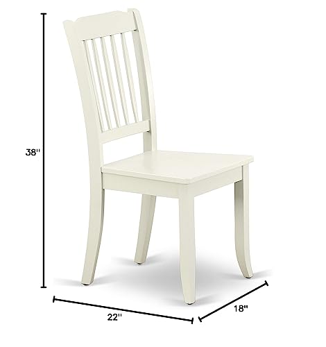 East West Furniture DAC-LWH-W Danbury Kitchen Dining Chairs - Slat Back Wooden Seat Chairs, Set of 2, Linen White