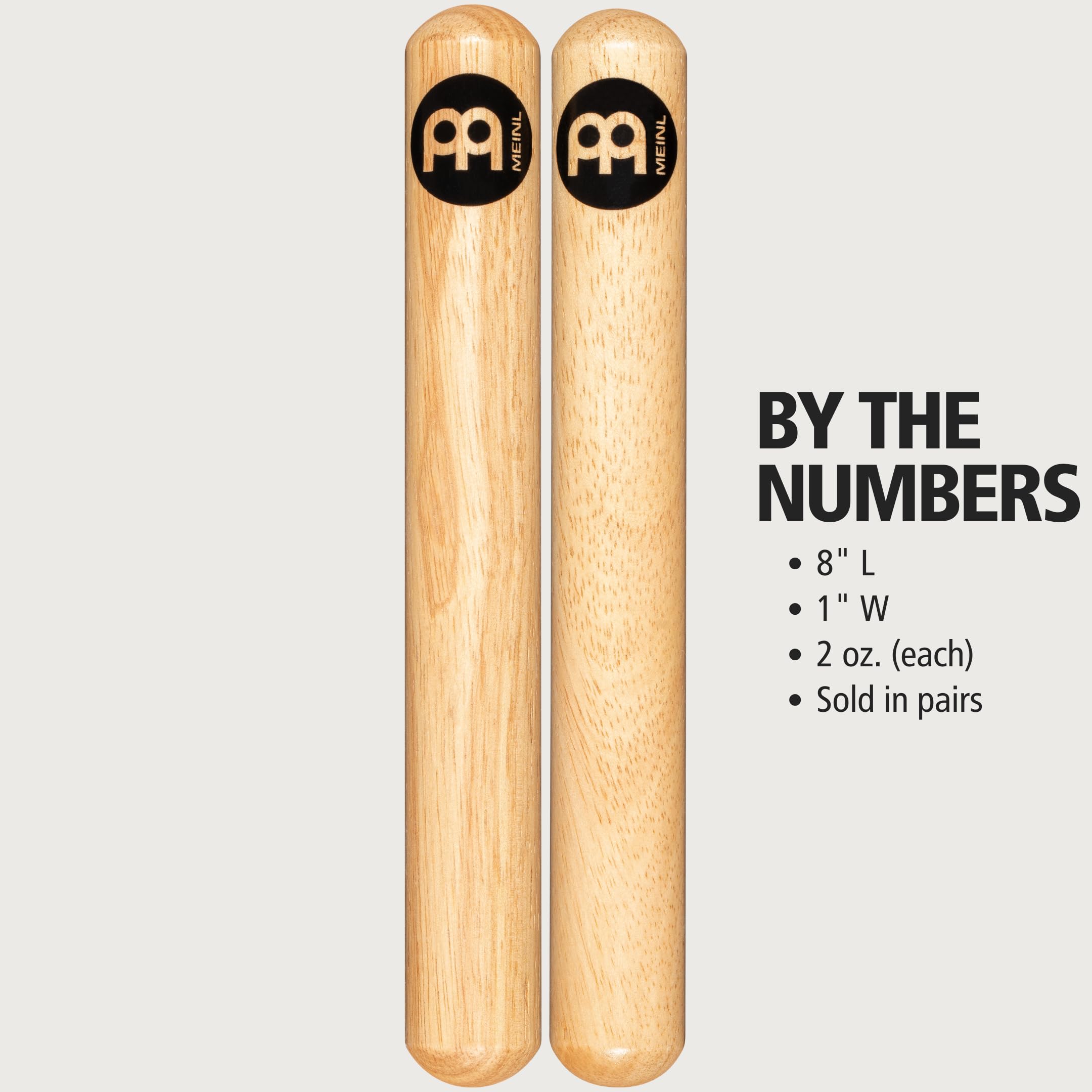 Meinl Percussion Classic Hardwood Claves Musical Instrument Sticks β NOT Made in China β for Live, Studio and Classrooms, 2-Year Warranty (CL1HW)