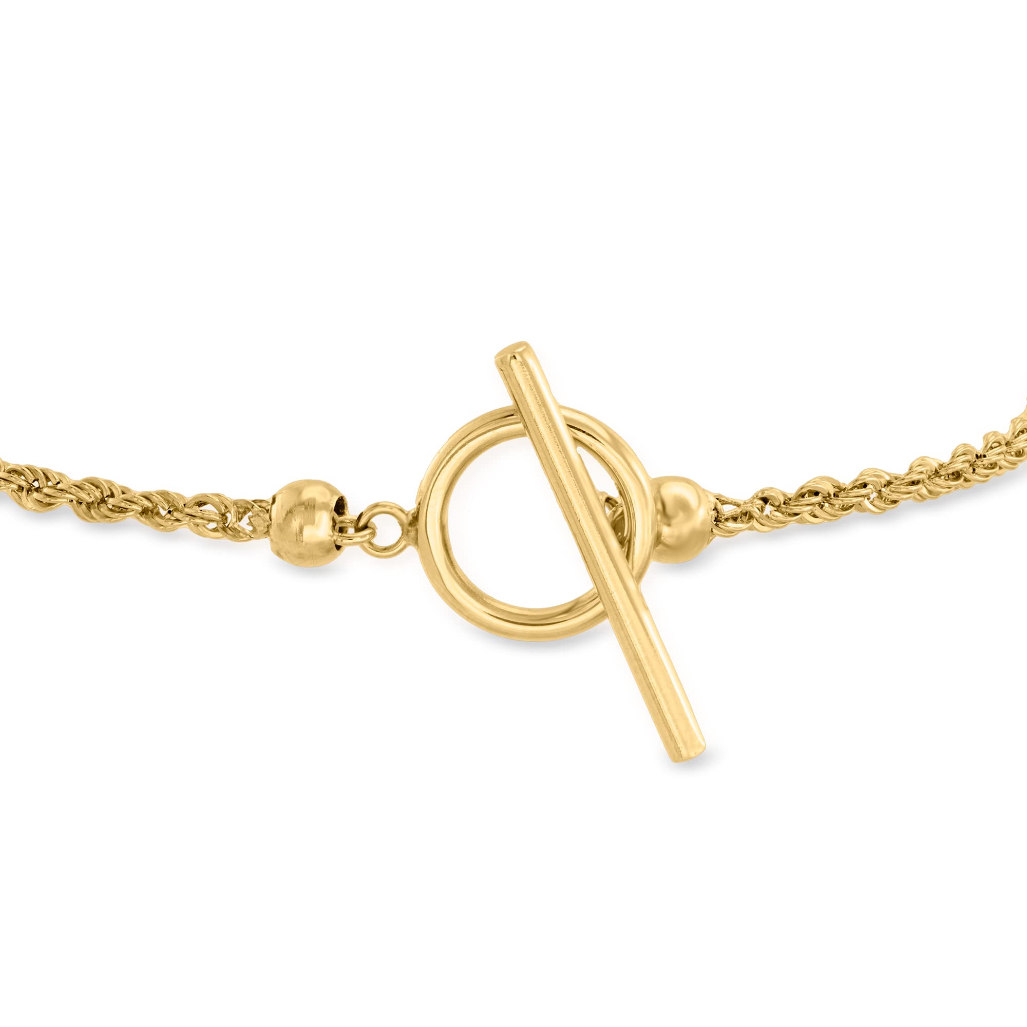 Canaria Fine Jewelry - 2.2mm 10kt Yellow Gold Rope-Chain Toggle Bracelet. 7 inches
